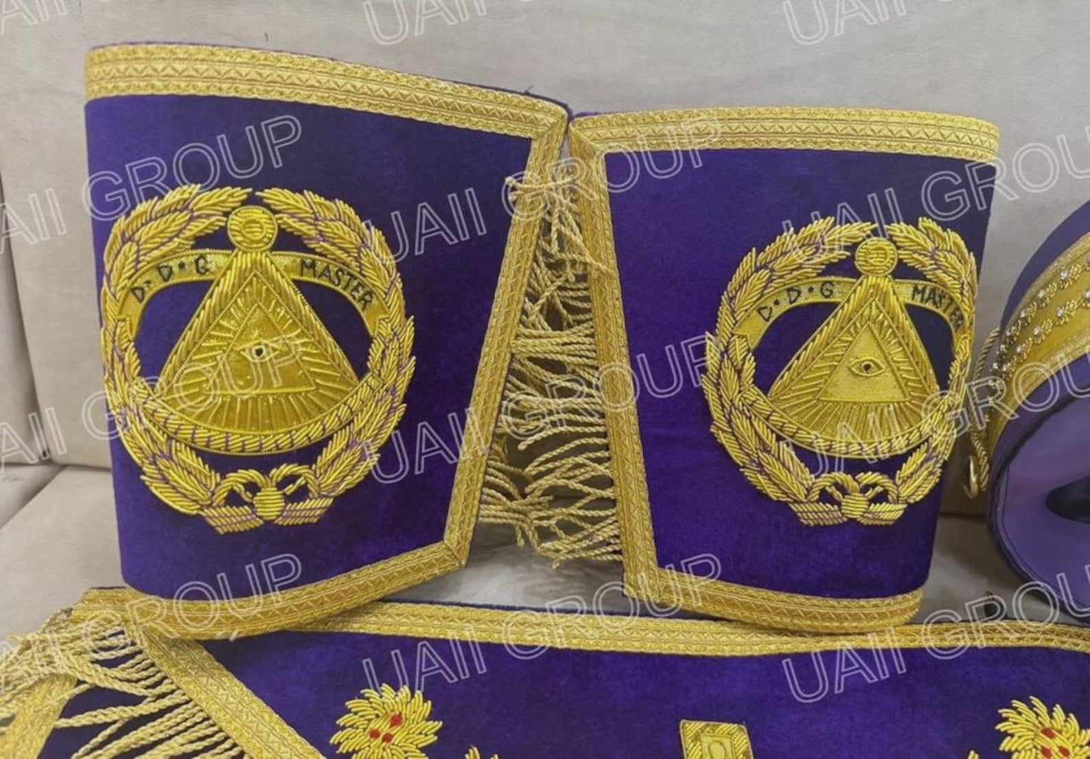 Masonic Deputy Director Grand Master Hand Embroidered Apron Crown ...