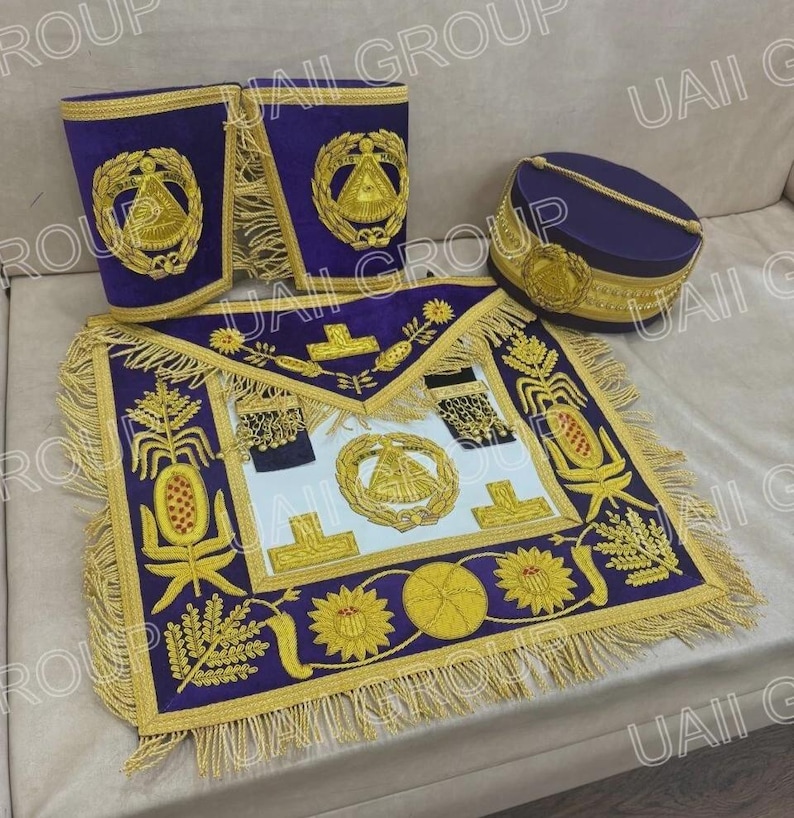 Masonic Deputy Director Grand Master Hand Embroidered Apron Crown ...