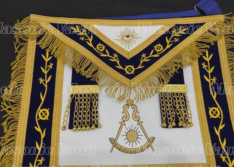 Masonic Regalia Blue Lodge Past Master Navy Blue Apron With Fringe ...