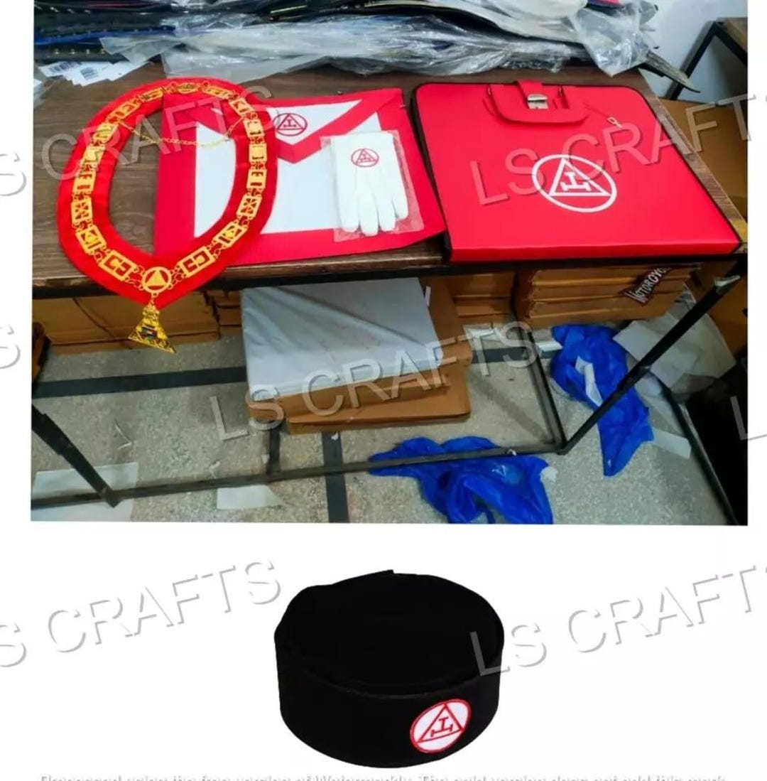 Masonic Regalia Royal Arch Apron , Chain Collar ,crown and Gloves With ...