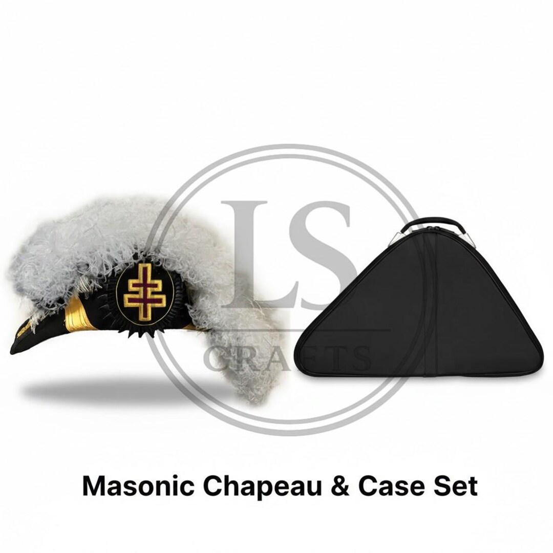 Masonic Grand Encampment Officer Knights Templar Chapeau & Case – White ...