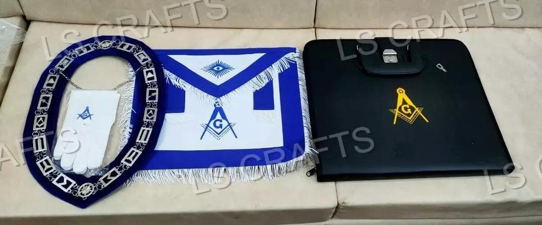 Masonic Regalia Master Mason Apron, Chain Collar and Gloves With Soft ...