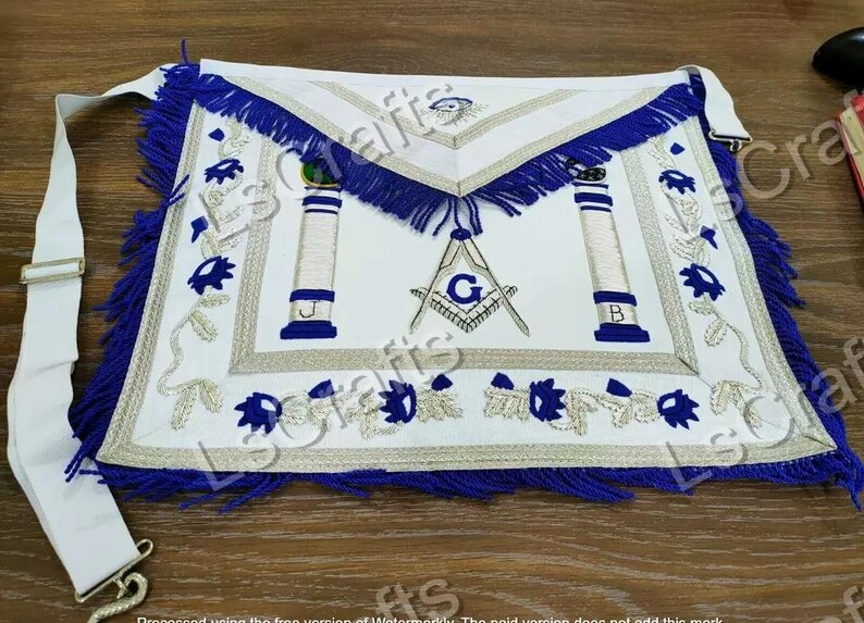 Masonic Regalia Master Mason Apron Hand Embroidered Apron and Chain ...