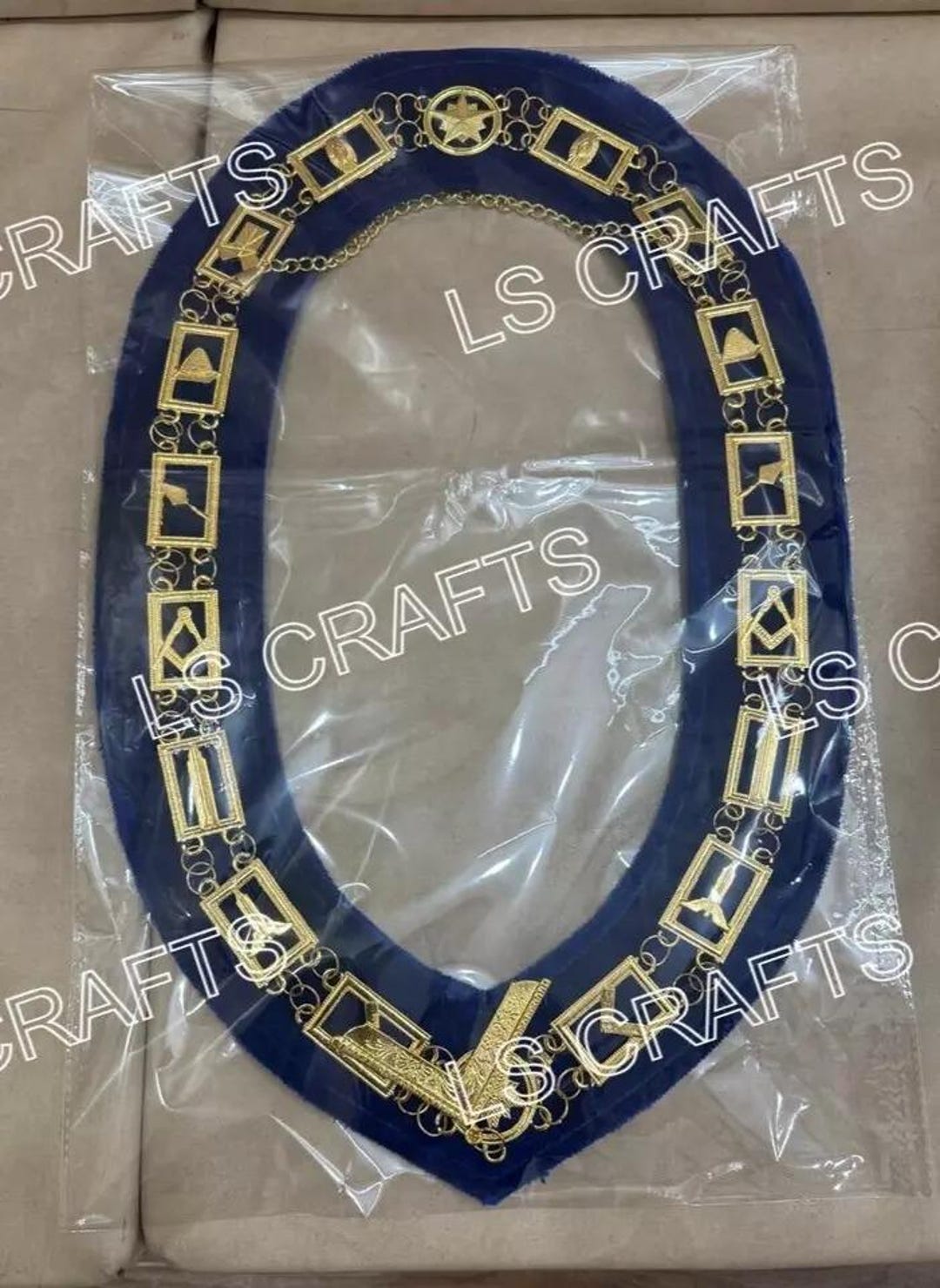 Masonic Master Masons Blue Lodge Gold Collar Chain + Worshipful Master ...