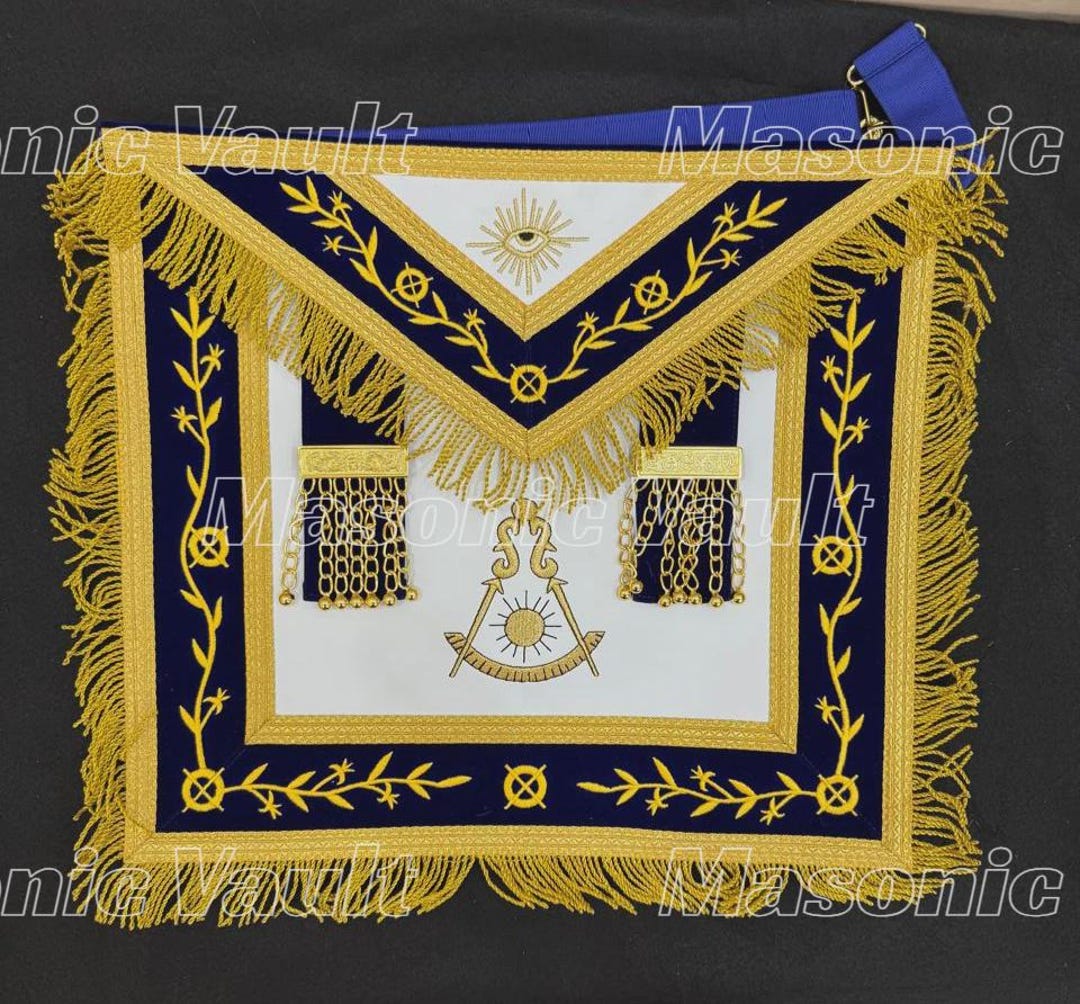 Masonic Regalia Blue Lodge Past Master Navy Blue Apron With Fringe ...