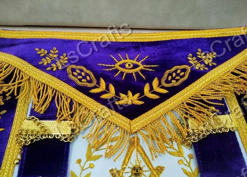 Masonic Regalia Past Master Hand Embroidered Apron and Chain Collar ...