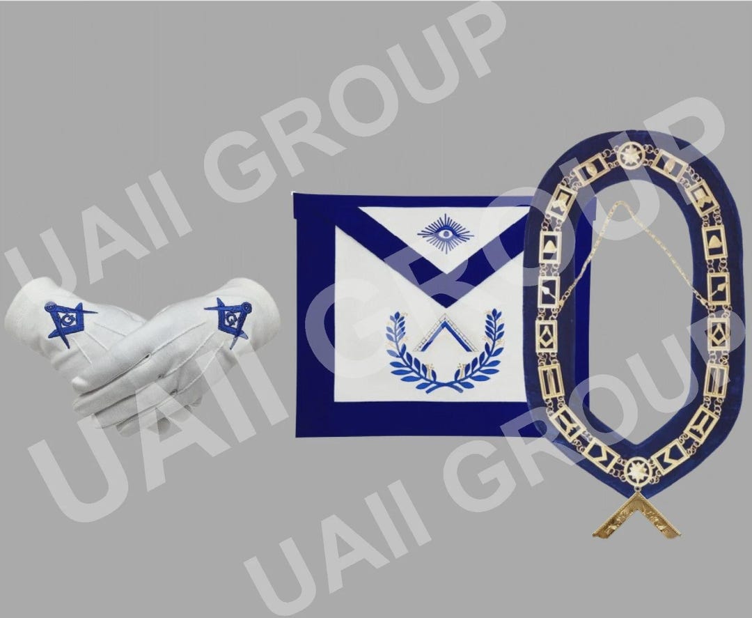 Masonic Blue Lodge Set of Officer Gold Worshipful Master Apron, Collar ...