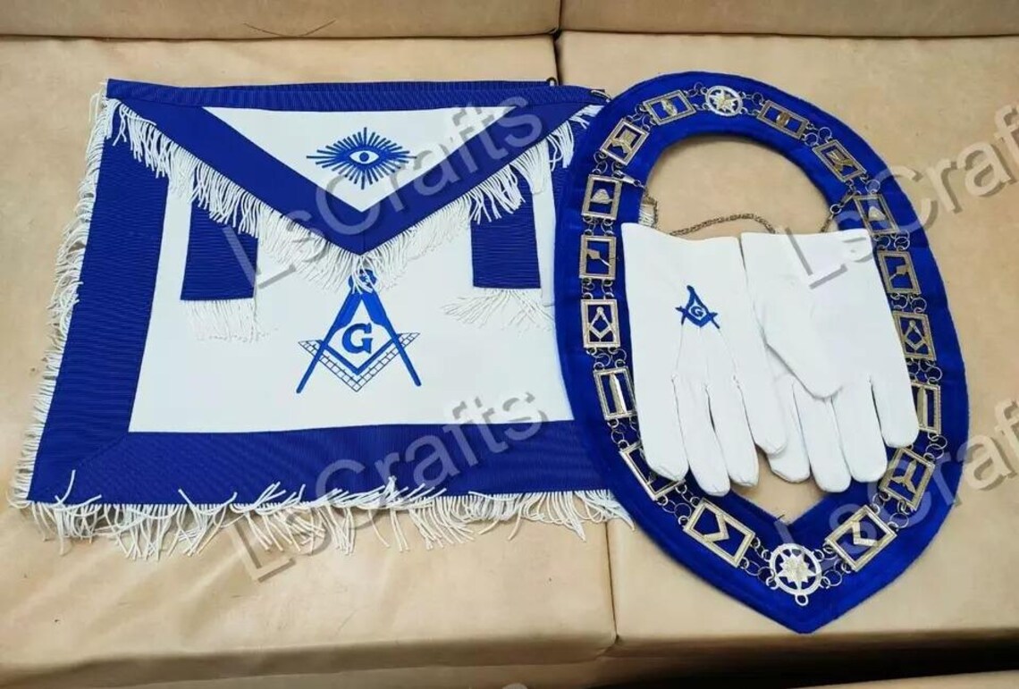 Masonic Regalia Master Mason Apron, Chain Collar and Gloves With Soft ...