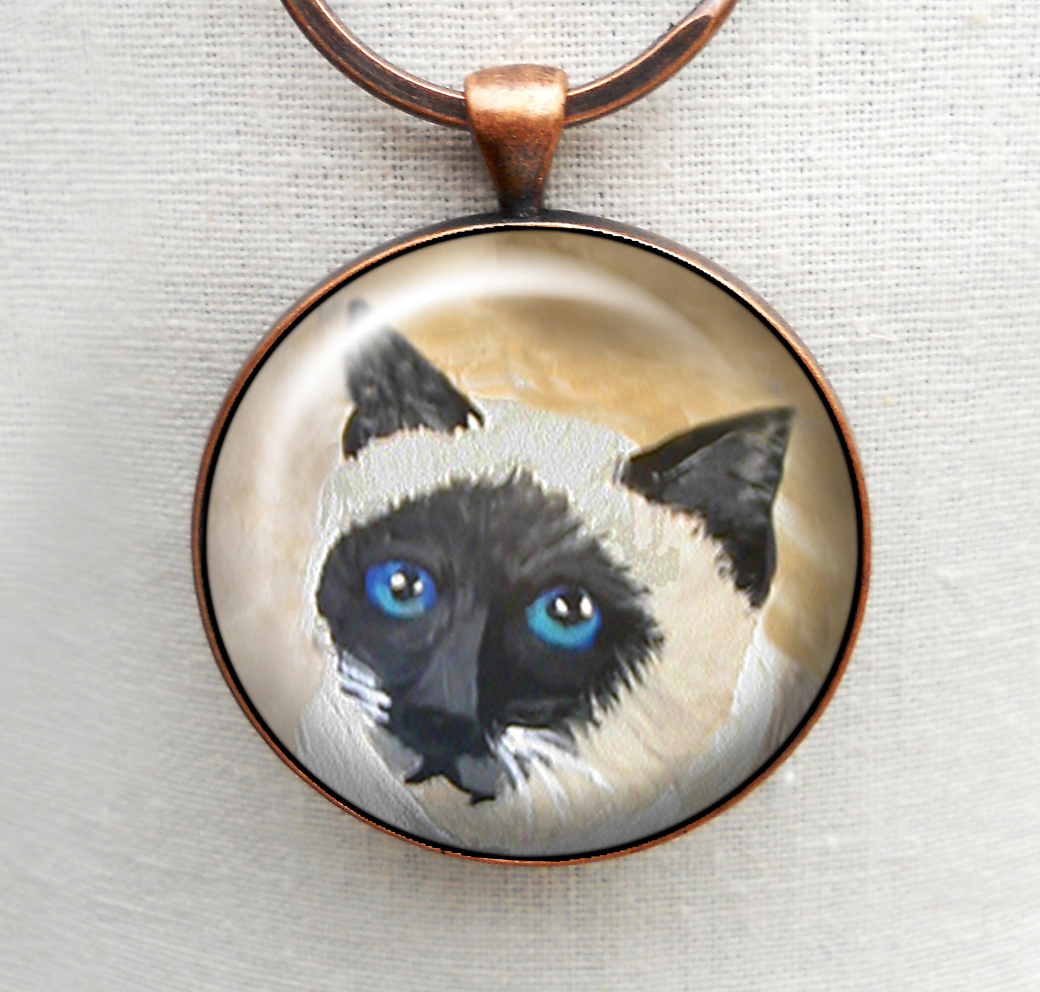 Siamese Cat Keychain, Birthday Ideas, Original Art, Mini Painting, Cat ...