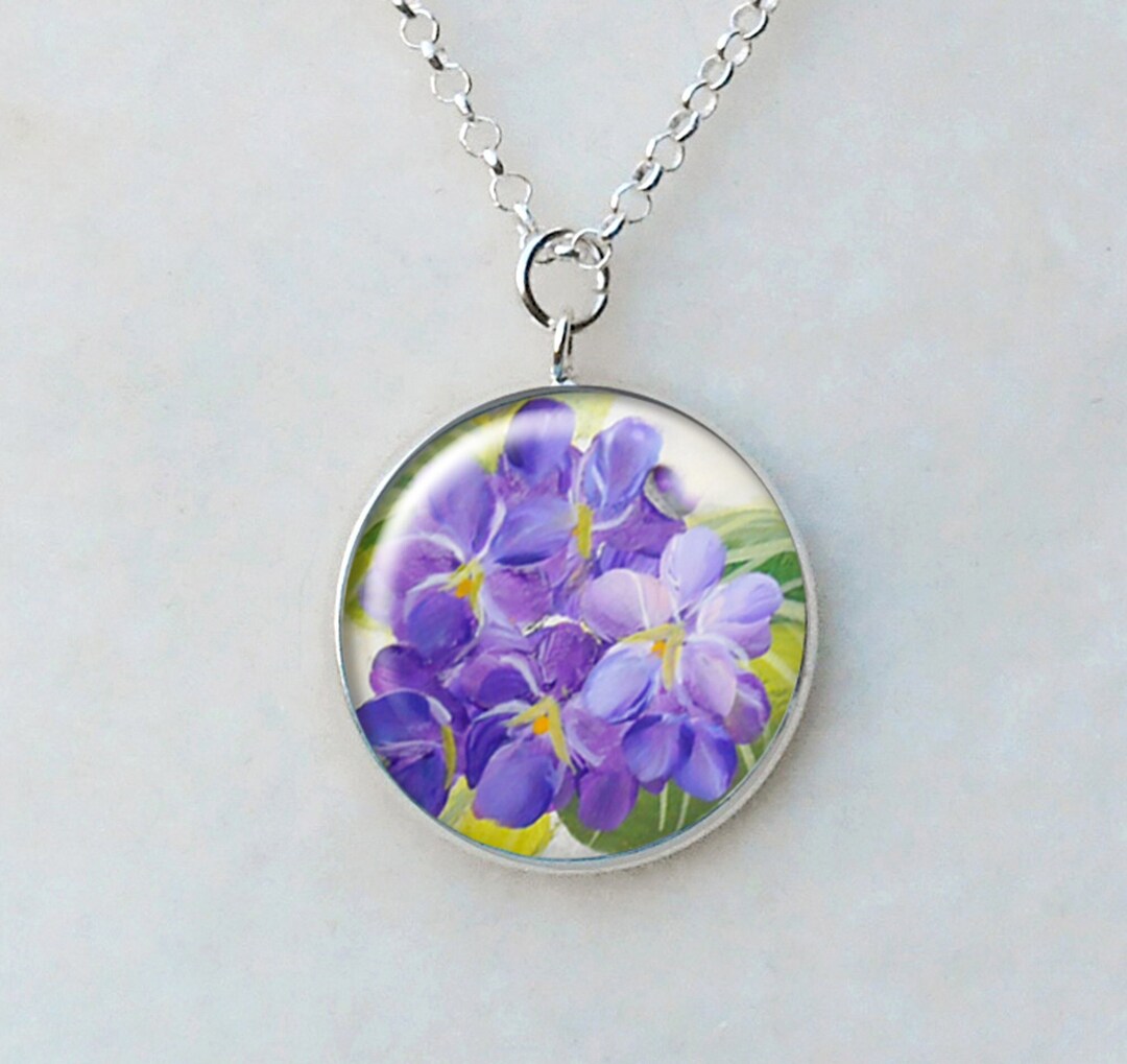 Purple Violets Necklace, Purple Flowers Pendant, Sigma Sigma Sigma ...