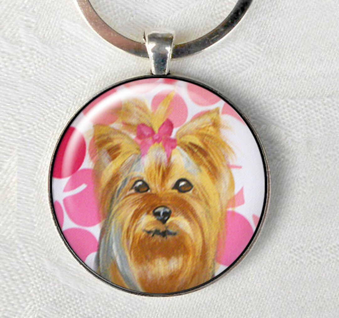 Yorkshire Terrier Keychain, Yorkie Portrait, Dog Keychains, Pet ...