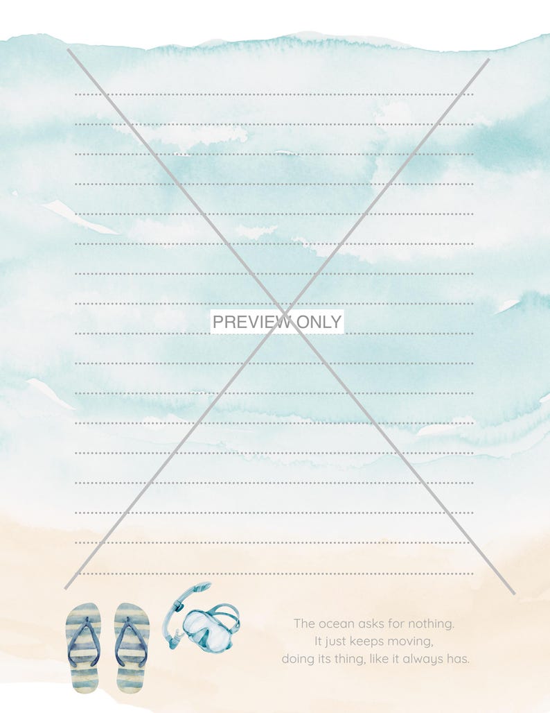 Beach Printable Journal | Coastal Notebook | 10-page Ocean-inspired ...