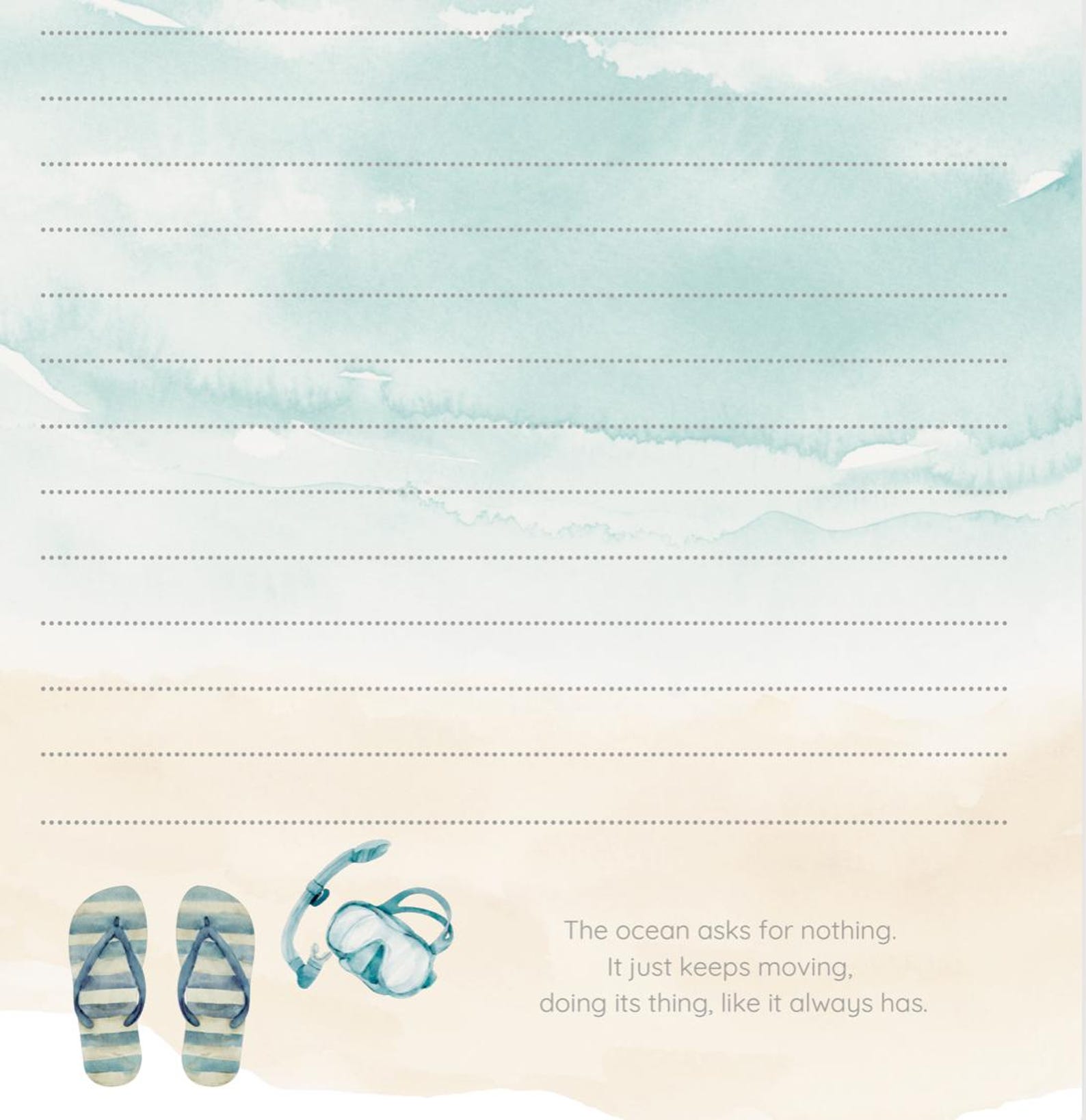 Beach Printable Journal | Coastal Notebook | 10-page Ocean-inspired ...