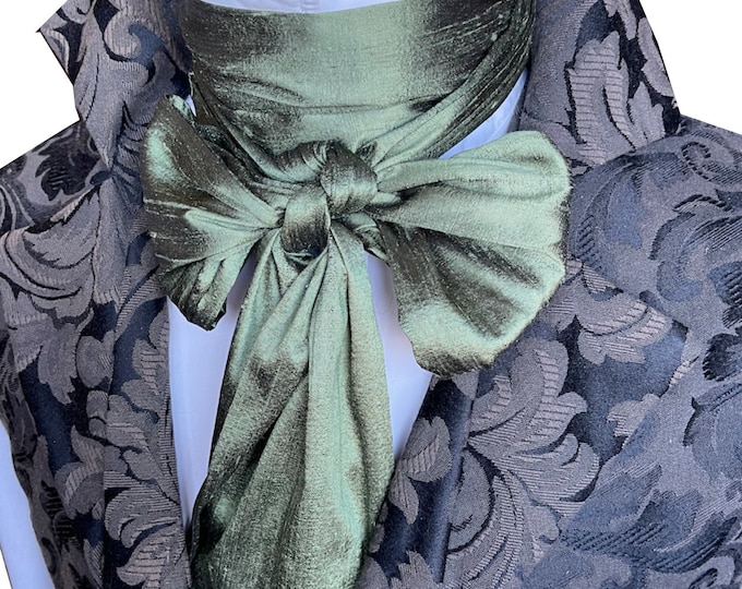 Extra LONG - Aspen Green Silk REGENCY Brummel Victorian Ascot Necktie ...