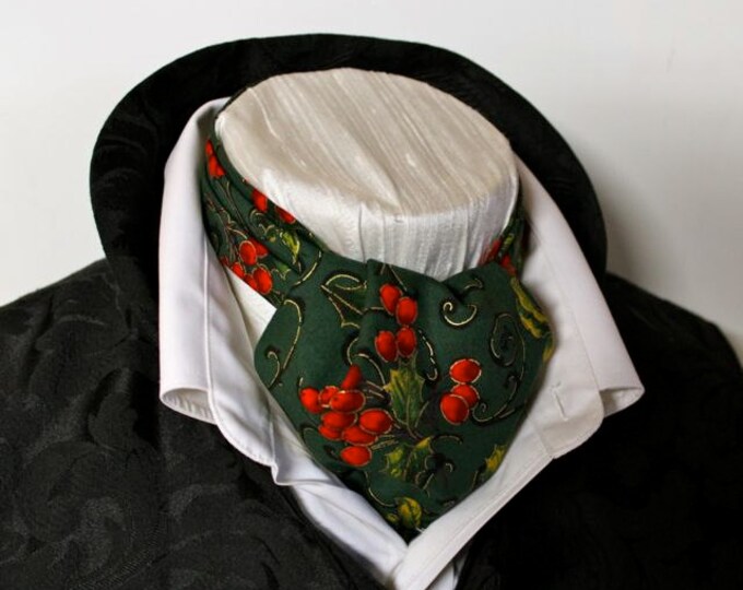 Christmas Holly - Pure Cotton DAY Cravat Victorian Ascot Tie Cravat - Etsy