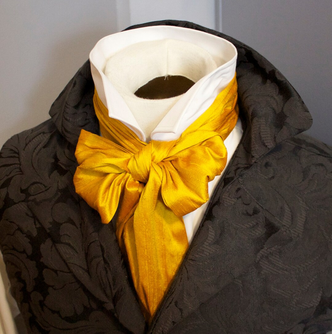 Gold Dupioni Silk Regency Brummel Victorian Ascot Tie Cravat Etsy