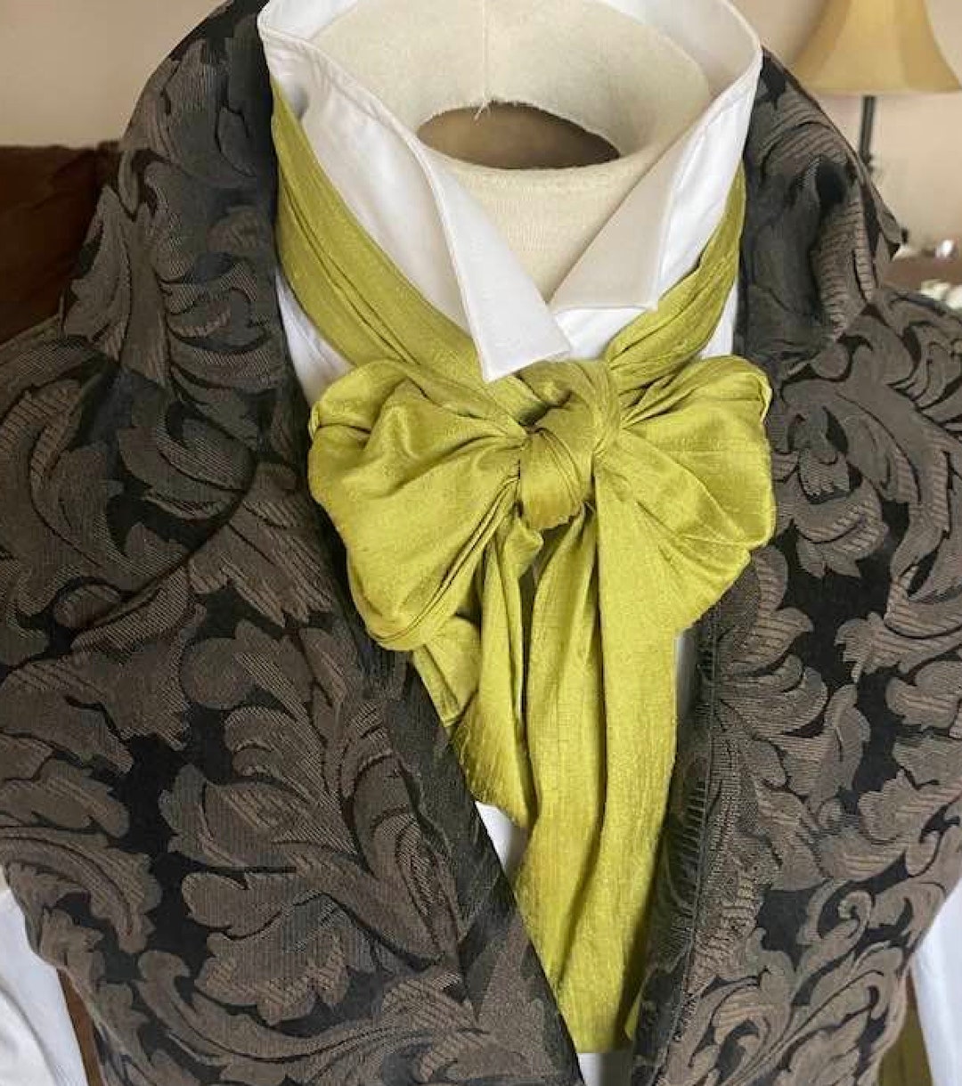 Long Green REGENCY Brummel Victorian Ascot Necktie Tie Cravat - Dupioni ...