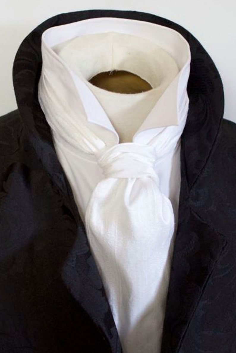 Formal White Dupioni Silk Victorian Ascot Tie Cravat Etsy