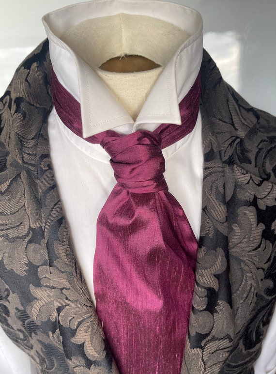 FORMAL Victorian Ascot Tie Cravat Grape Purple Dupioni SILK