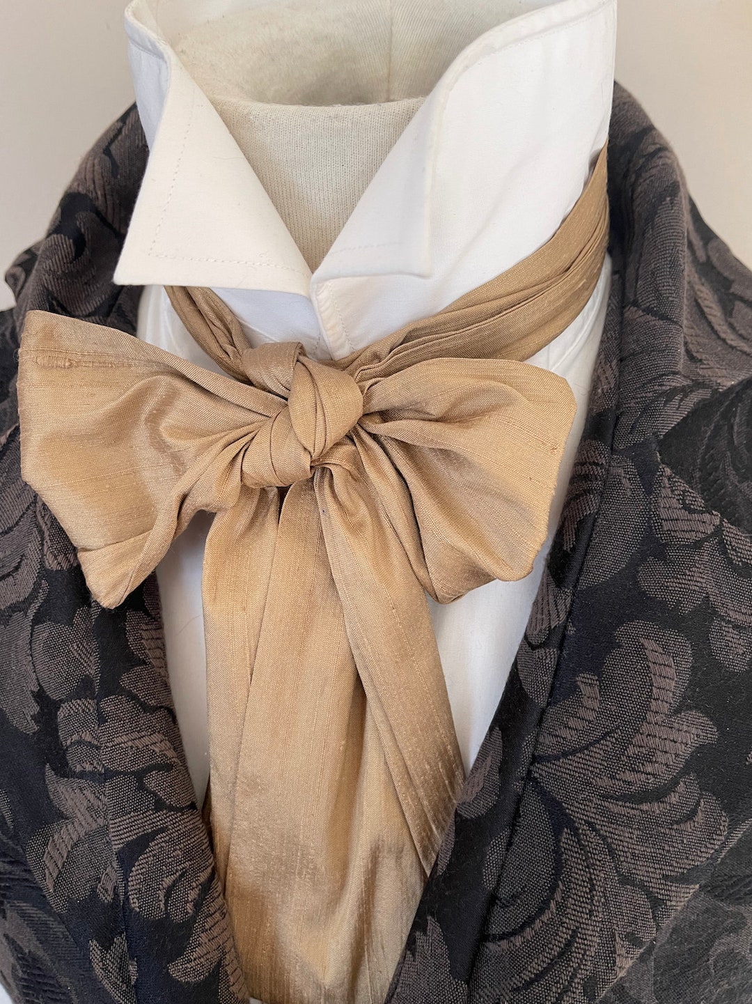 Gold Regency Style Victorian Ascot Tie Cravat - Gold Dupioni SILK - Etsy