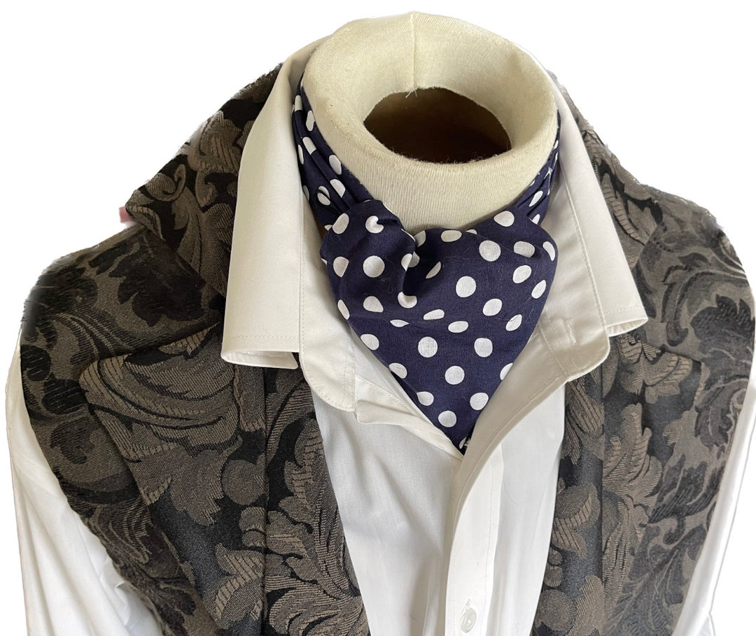 DAY Cravat Navy Dot Victorian Ascot Tie Necktie Cravat - Etsy