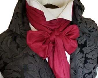 REGENCY Brummel Victorian Ascot Tie Cravat Cranberry RED | Etsy