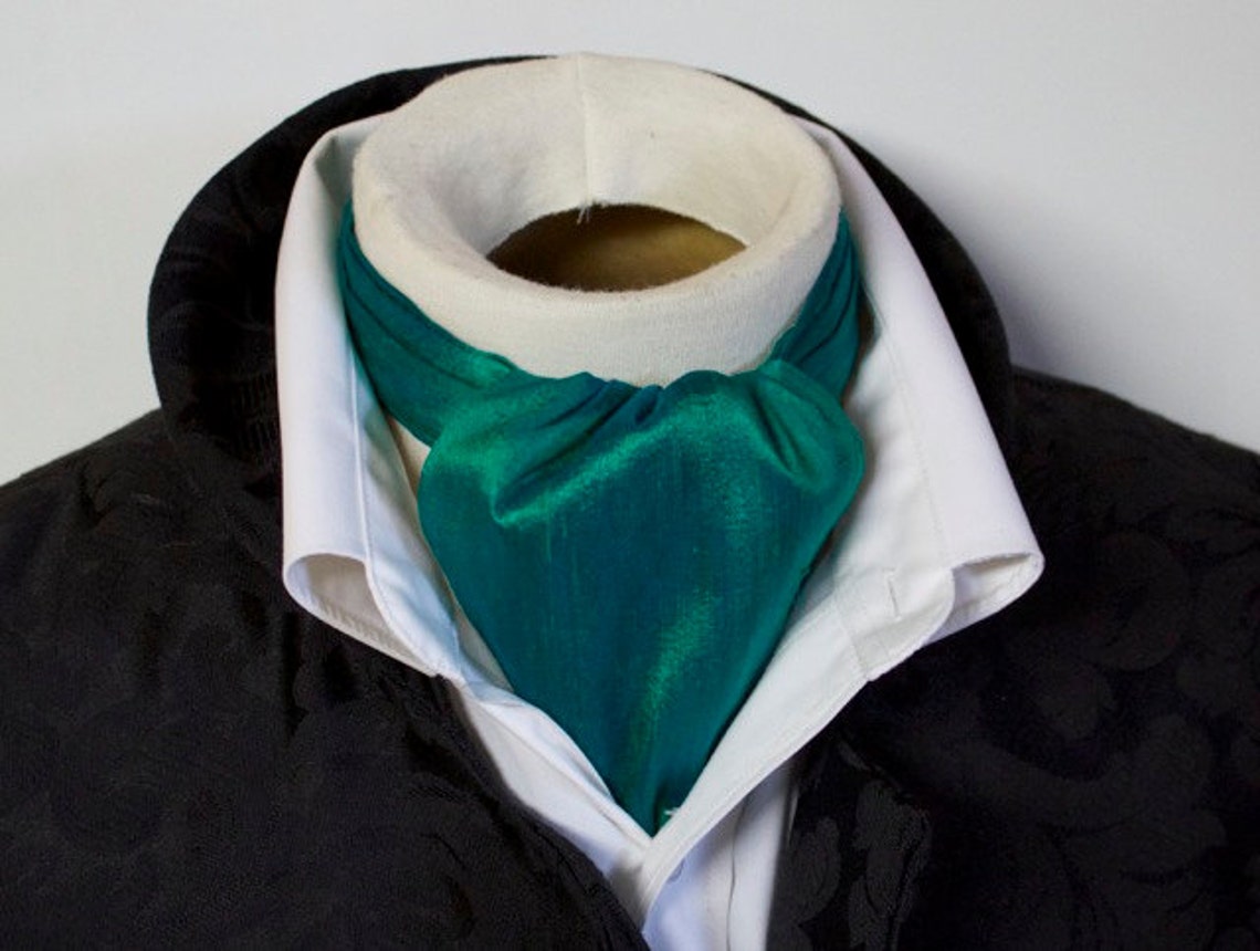 DAY Cravat Victorian Ascot Tie Cravat Peacock Teal Green - Etsy