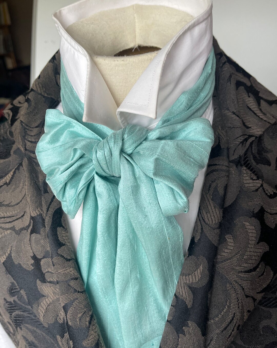 Audrey's Blue REGENCY Brummel Victorian Ascot Tie Cravat - Dupioni Silk ...