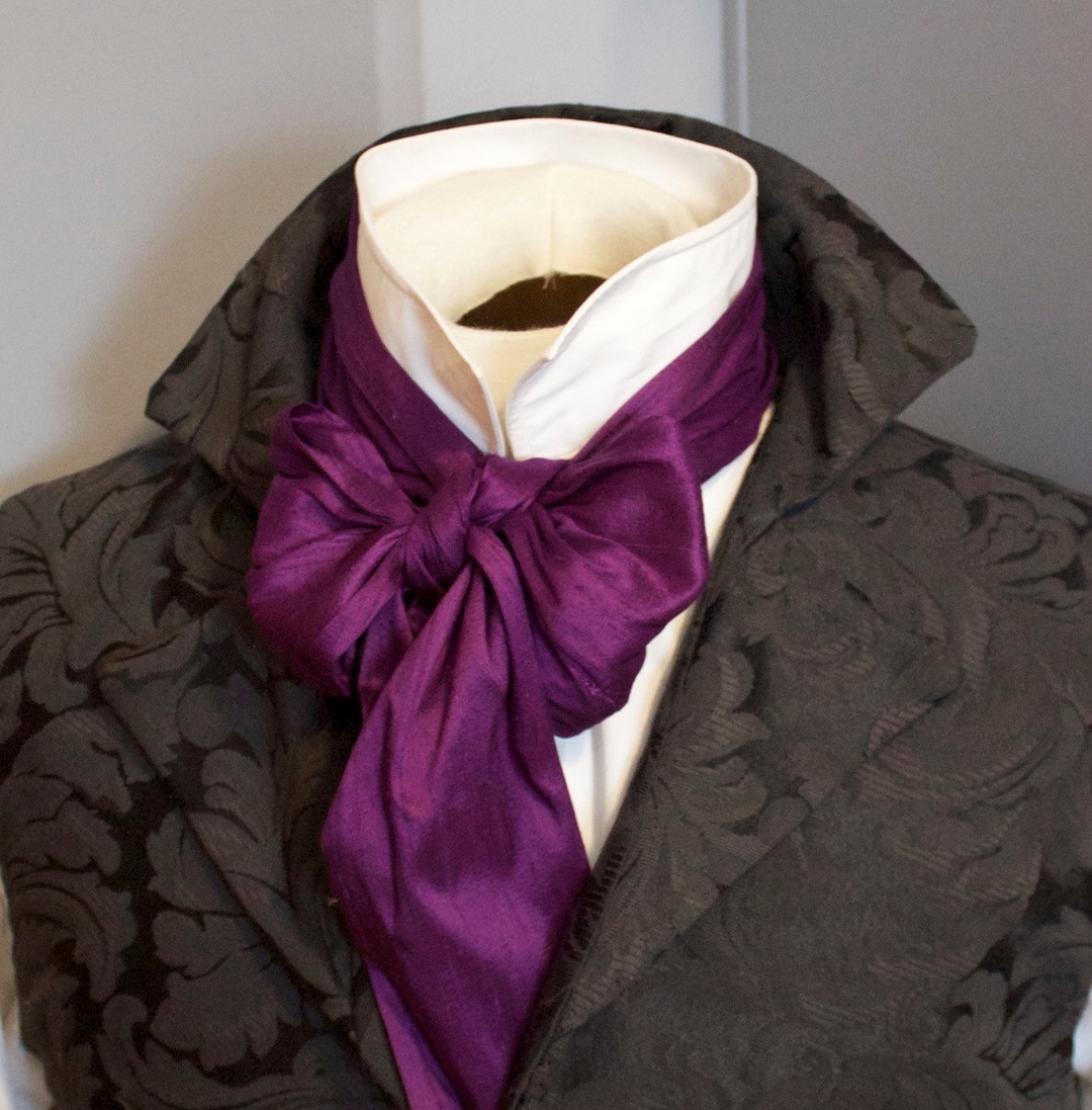 REGENCY Brummel Victorian Ascot Tie Cravat - Deep Purple Dupioni Silk ...