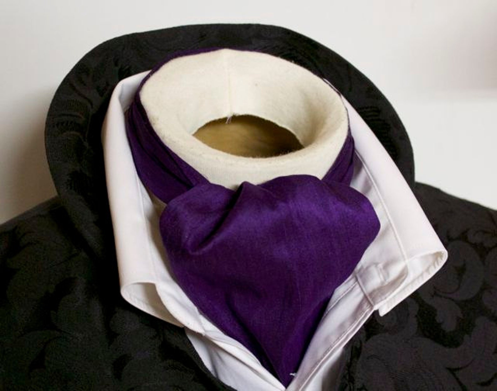 Day Cravat Victorian Ascot Tie Cravat Royal Purple Dupioni Etsy