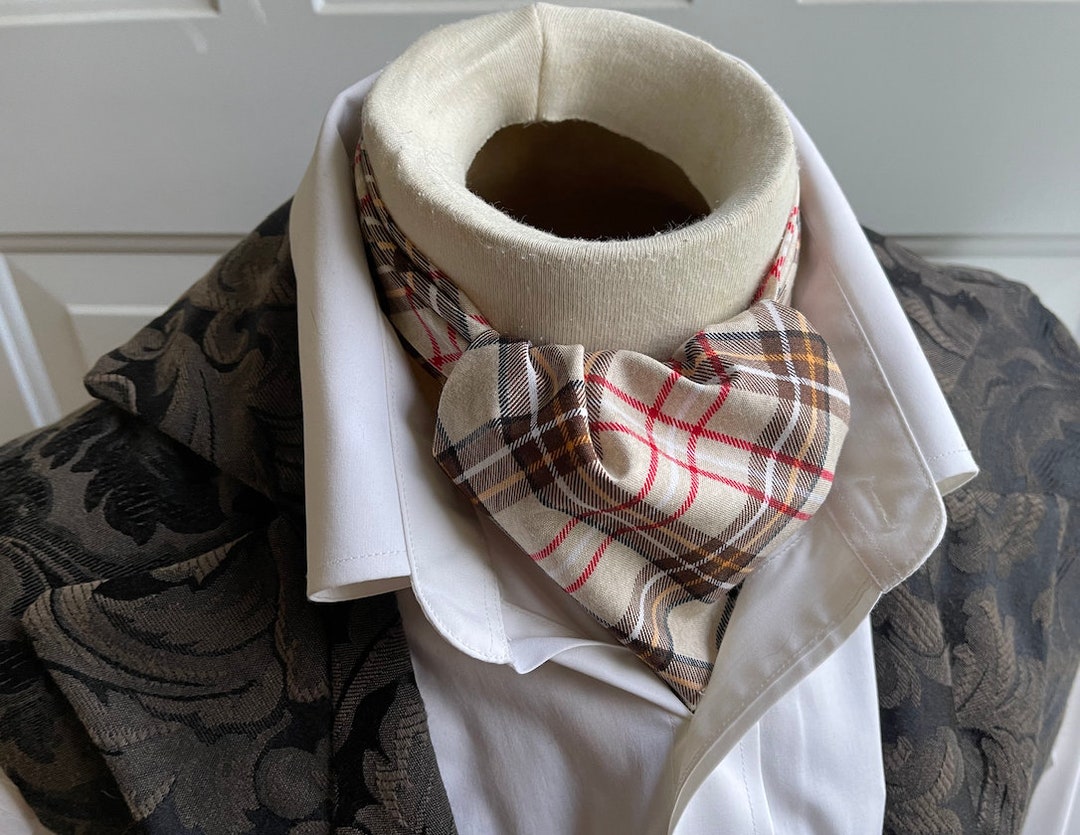 Argyle Plaid DAY Pure Cotton Cravat Victorian Ascot Tie Necktie Cravat ...