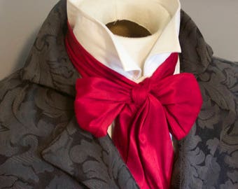 REGENCY Brummel Victorian Ascot Tie Cravat Cranberry RED | Etsy