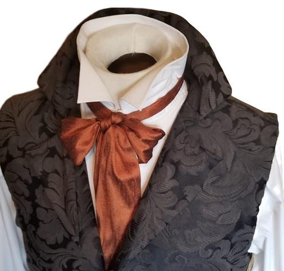 Pumpkin Silk REGENCY Brummel Victorian Ascot Tie Cravat Pure Dupioni ...