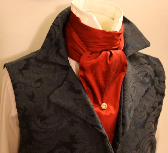 Extra Long Regency Brummel Victorian Ascot Tie Cravat Red Etsy