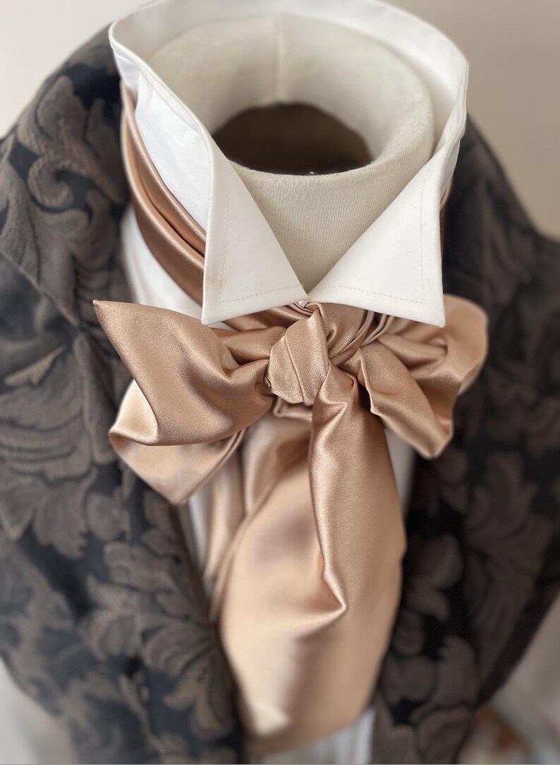 Champaign Gold Satin 60 Inch REGENCY Brummel Victorian Ascot Necktie ...