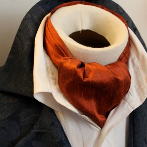 Deep Red Dupioni SILK DAY Cravat Victorian Ascot Tie Cravat | Etsy