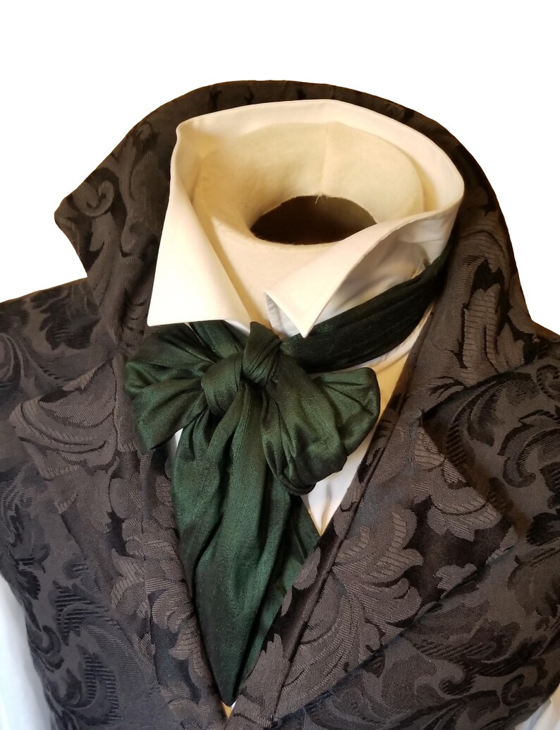 Pine Green Regency Style Victorian Ascot Tie Cravat Dupioni | Etsy