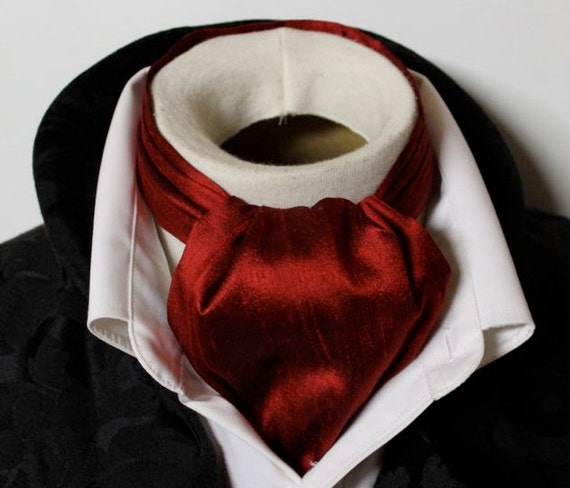 Deep Red Dupioni SILK DAY Cravat Victorian Ascot Tie Cravat | Etsy ...