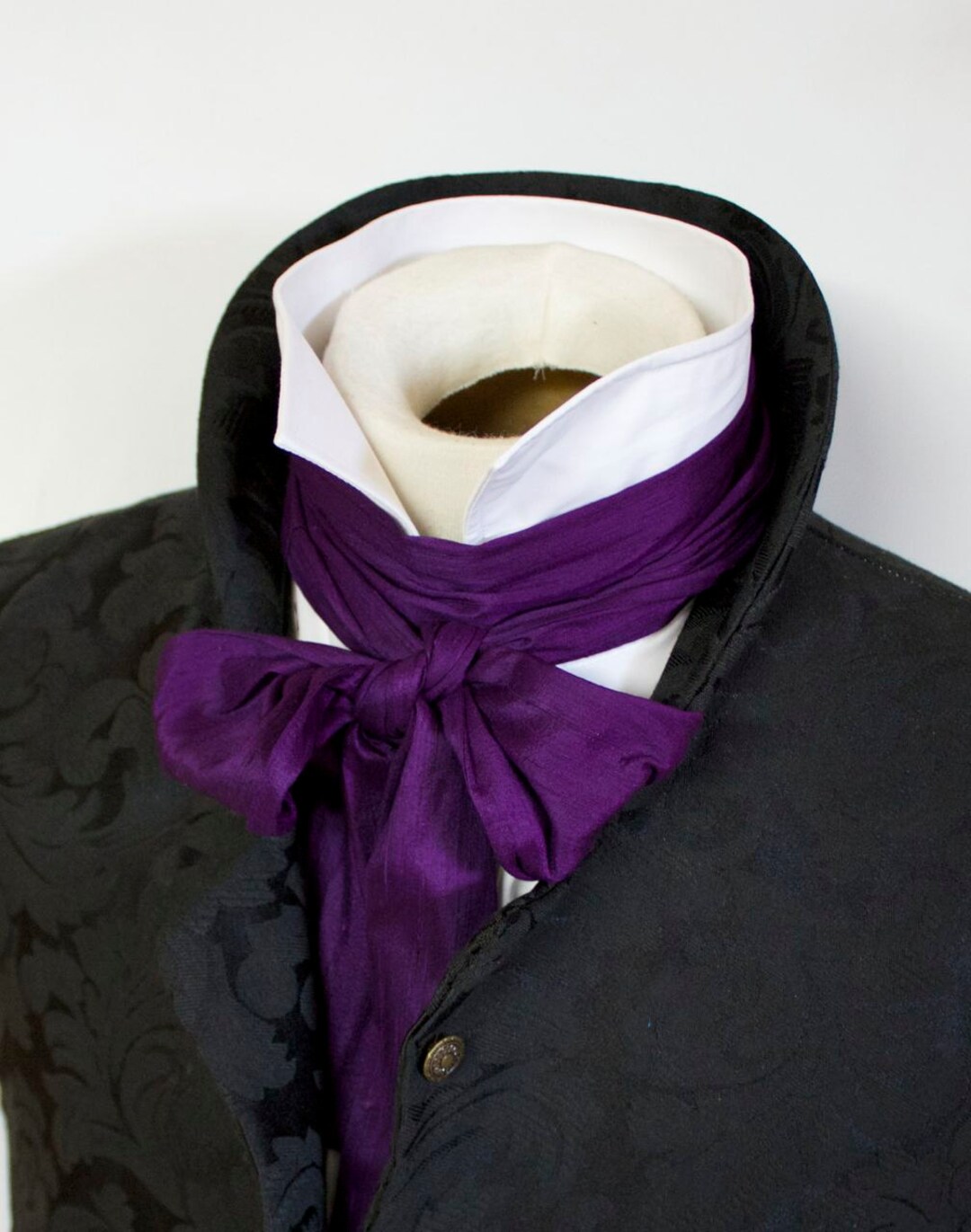 Extra LONG Slim Royal Purple REGENCY Brummel Victorian Ascot Tie Cravat ...