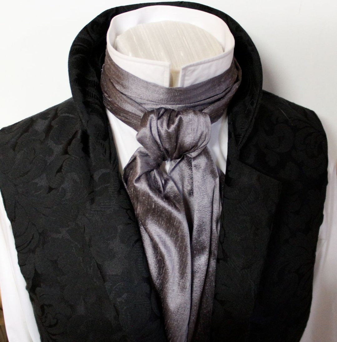 Long Regency Brummel Victorian Ascot Tie Cravat 77 Inch Moonshadow