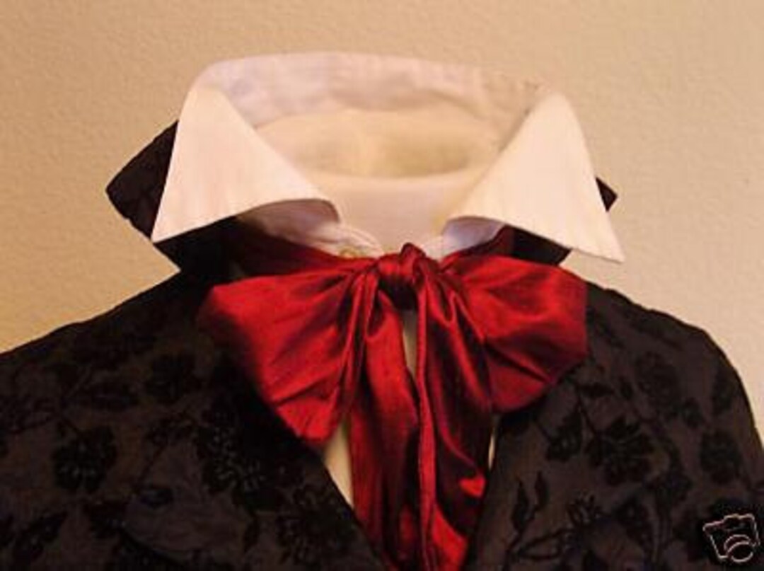 REGENCY Brummel Victorian Ascot Tie Cravat - Deep RED Dupioni Silk 4 ...