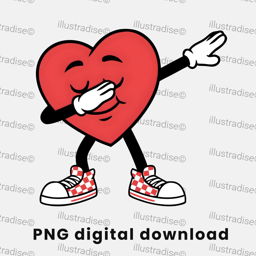 Dabbing Heart PNG, Retro Valentine’s Day Cartoon, Funny Boy Heart ...