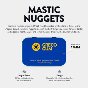 Greco Gum - Premium Mastic Gum Nuggets - Hard Chewing Gum - Pure Resin ...
