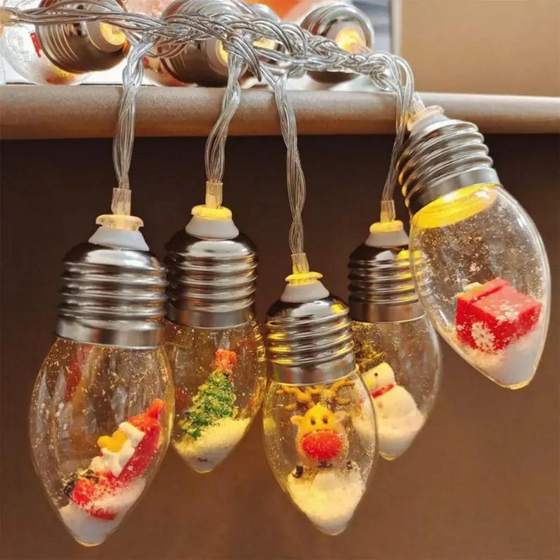 Christmas LED Bulb String Lights – Santa & Snowman Fairy Lights ...