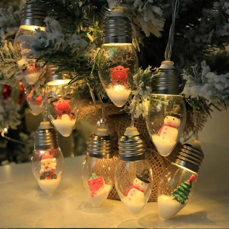 Christmas LED Bulb String Lights – Santa & Snowman Fairy Lights ...