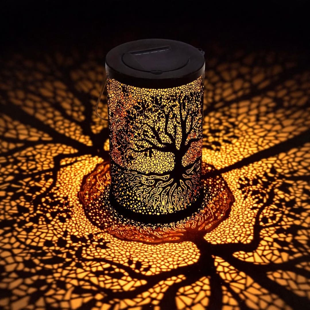 Tree of Life Solar Garden Light – Outdoor Hanging Metal Lantern, Solar ...