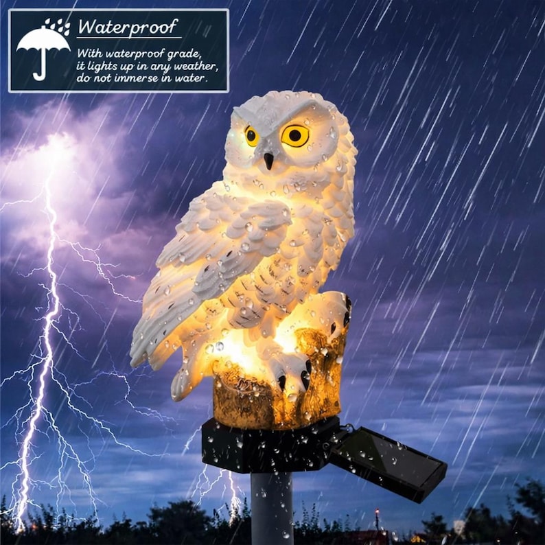 Solar Owl Light – LED Outdoor Garden Lamp, Waterproof Yard Decor, Solar ...