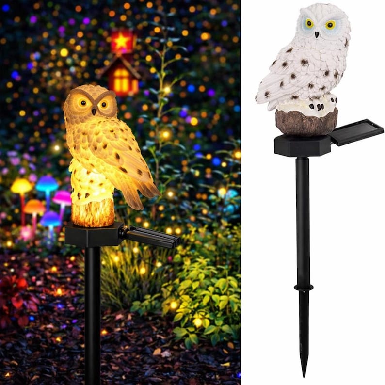 Solar Owl Light – LED Outdoor Garden Lamp, Waterproof Yard Decor, Solar ...