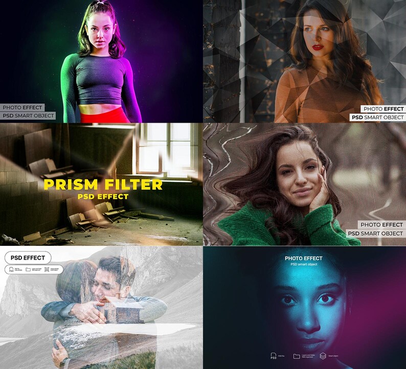 Prism Lens Photo Effect Overlays: Light Refraction Photoshop (digital ...