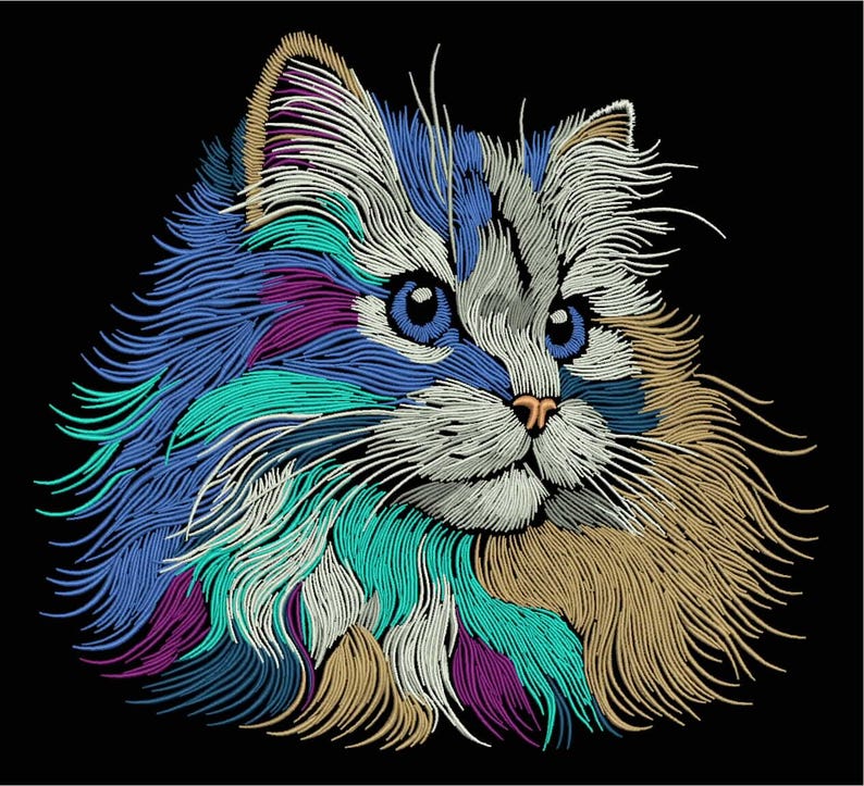 Artistic Cat Machine Embroidery Design, Cat Face, Instant Download ...